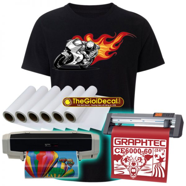 In decal chuyển nhiệt ép áo giá rẻ lấy liền - máy in Nhật, decal PU